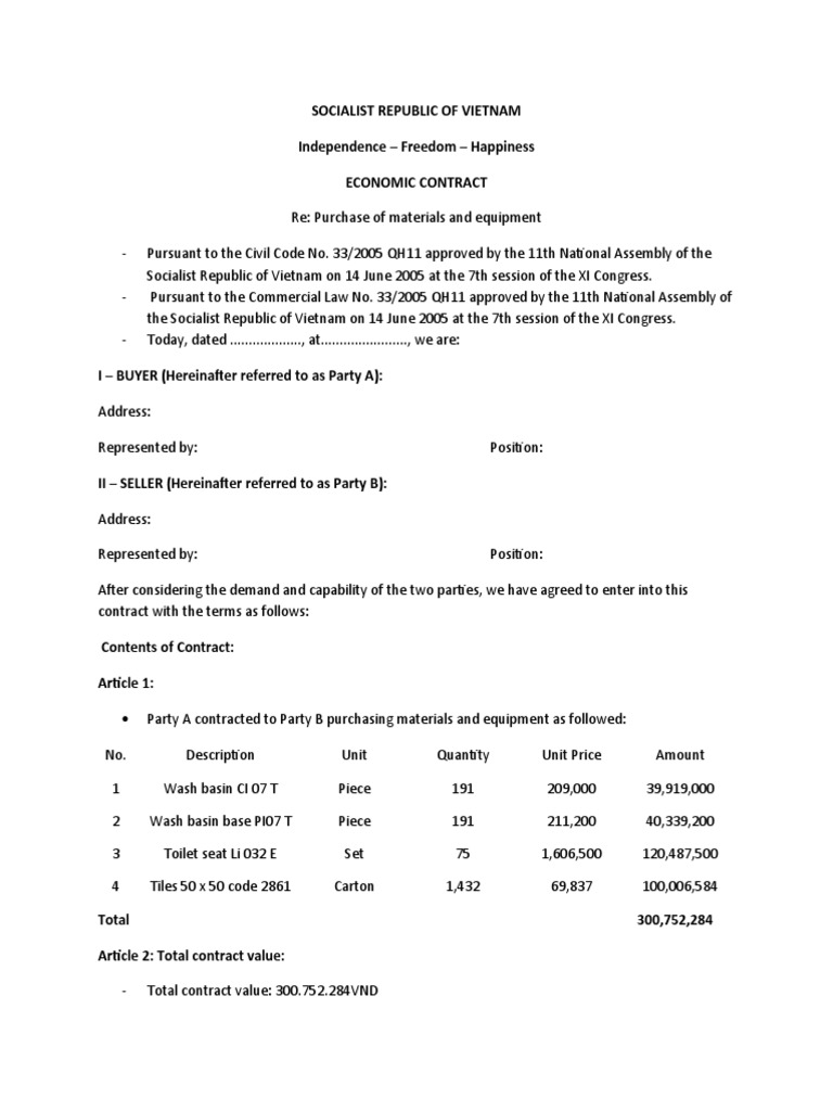 Economic Contract | PDF | Delivery (Commerce) | Value (Economics)