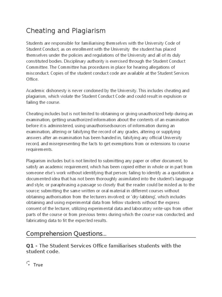 Cheating and Plagiarism | PDF | Plagiarism | Academic Dishonesty