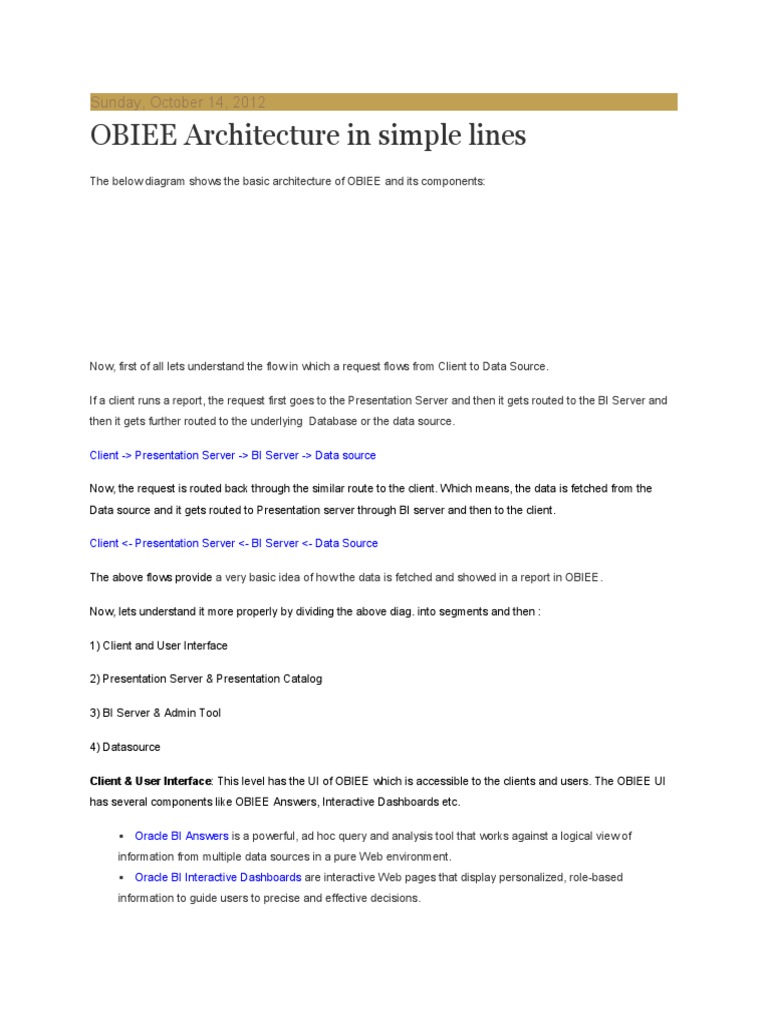 Simple Obiee Architecture Pdf Databases Server Computing