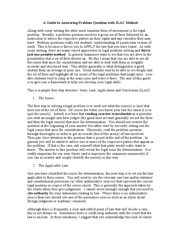 A Guide To Answering Problem Question With ILAC Method | PDF | Breach ...
