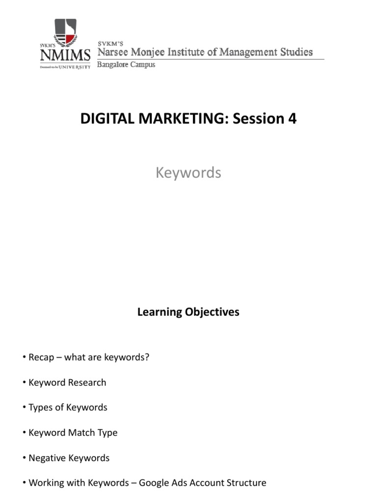 Session 4 - Search Marketing - Keywords | PDF | Search Engine ...