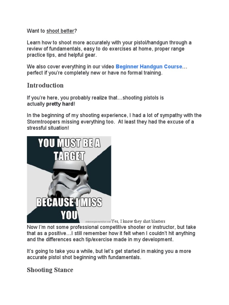 Beginner Handgun Course: Yes, I Know They Shot Blasters | PDF ...