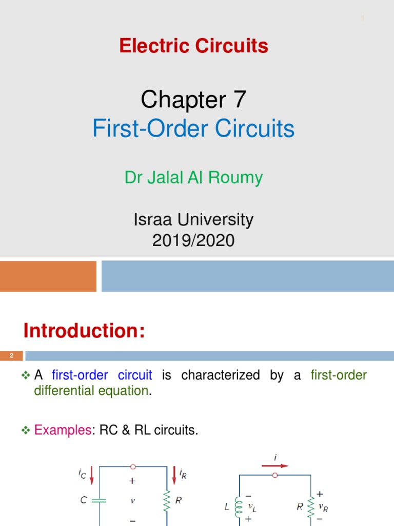 Lecture 7 - First-Order Circuits | PDF | Electrical Network | Electronic Circuits