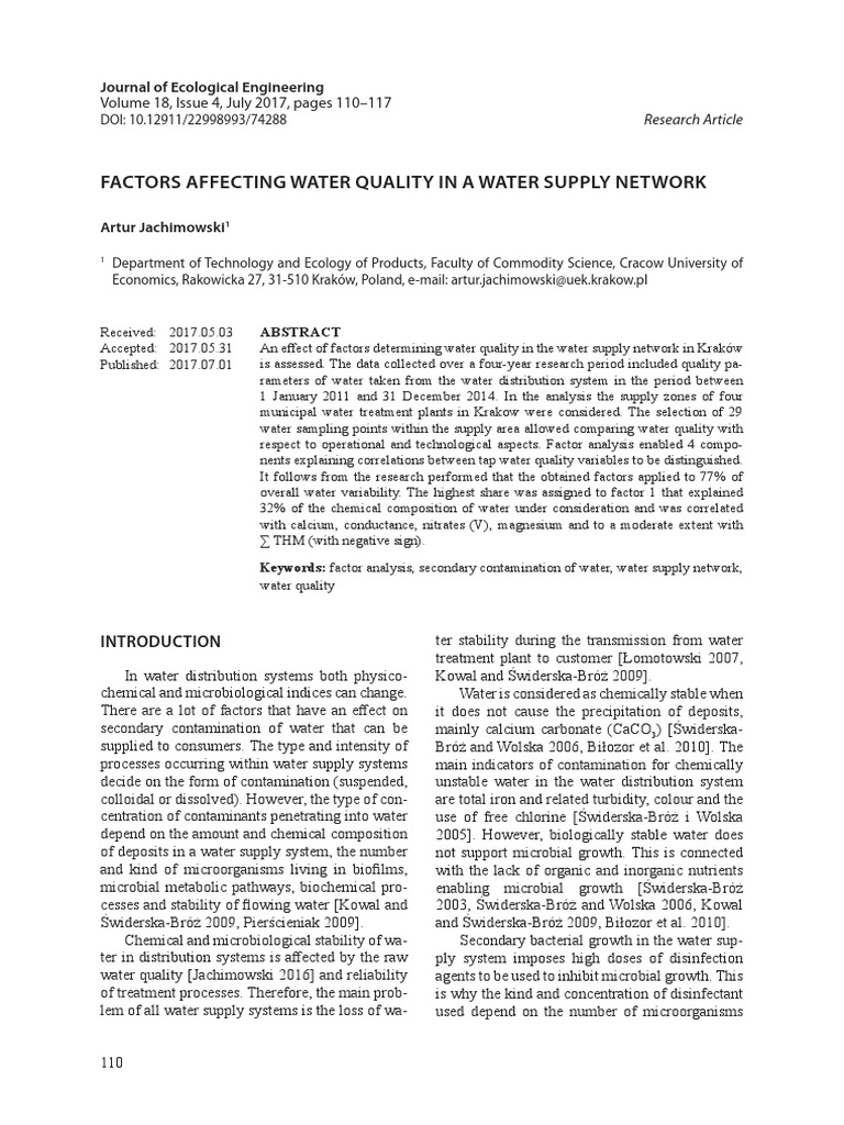 Factors Affecting Water | PDF | Water Quality | Water Purification