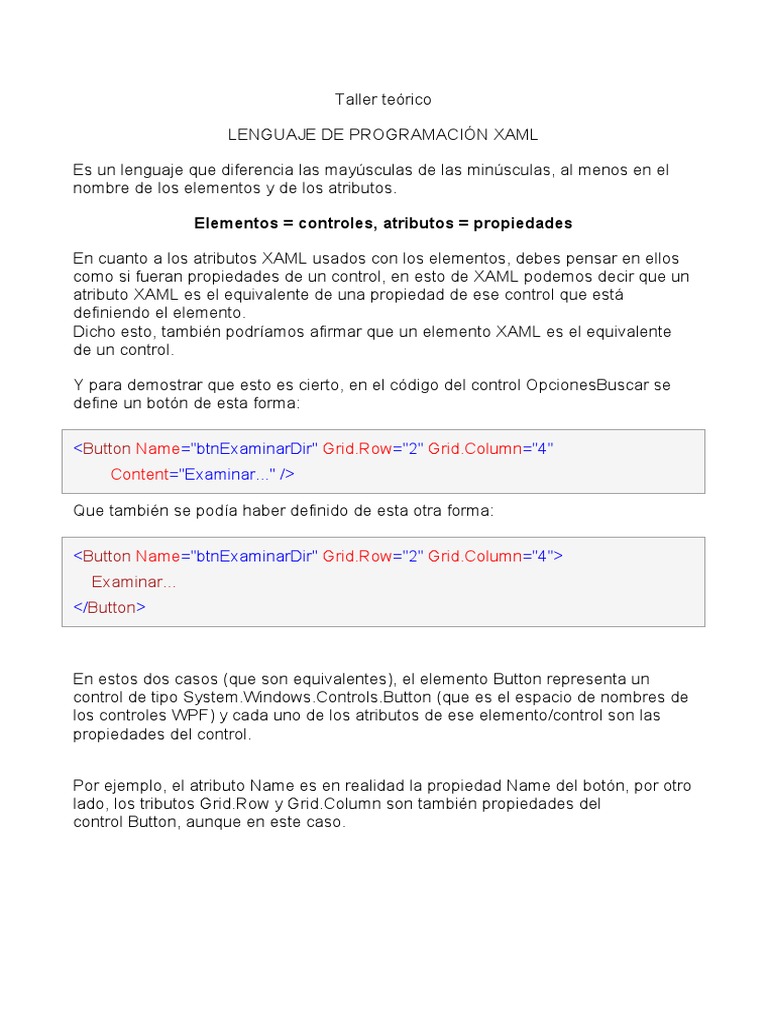 Lenguaje de Programación Xaml | PDF | Lenguaje de marcado de aplicación extensible | Xml