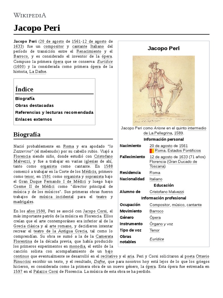 Jacopo Peri | PDF | Musica italiana | Las artes escénicas