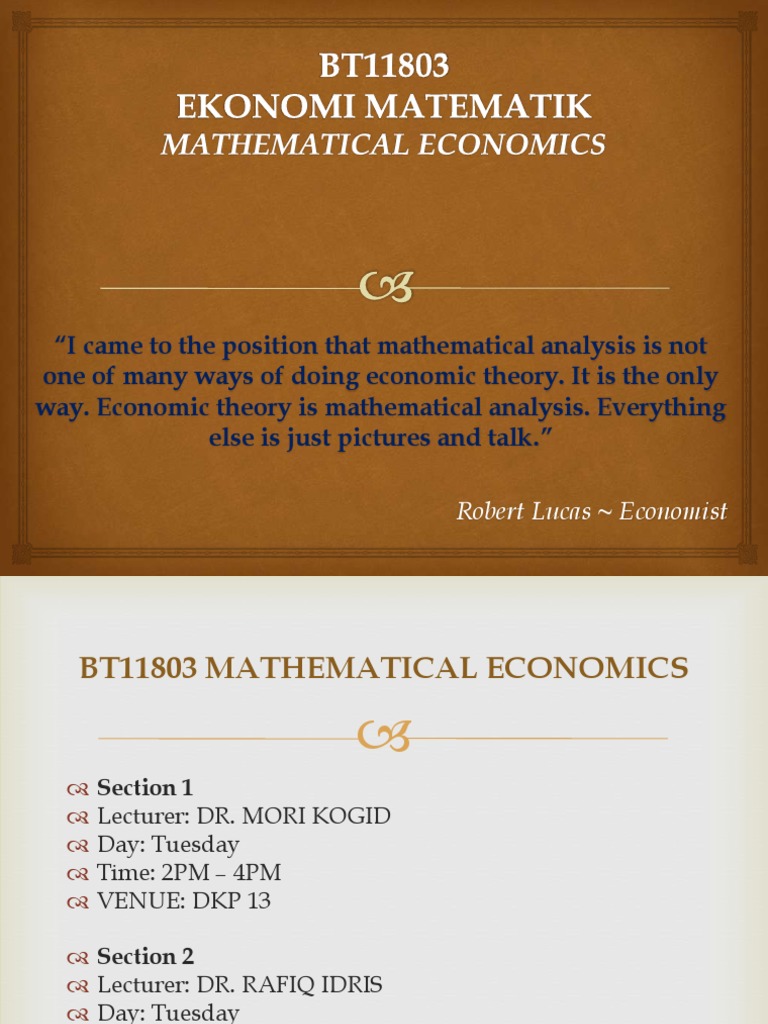 Mathematical Economics Overview | PDF | Mathematical Economics | Economics