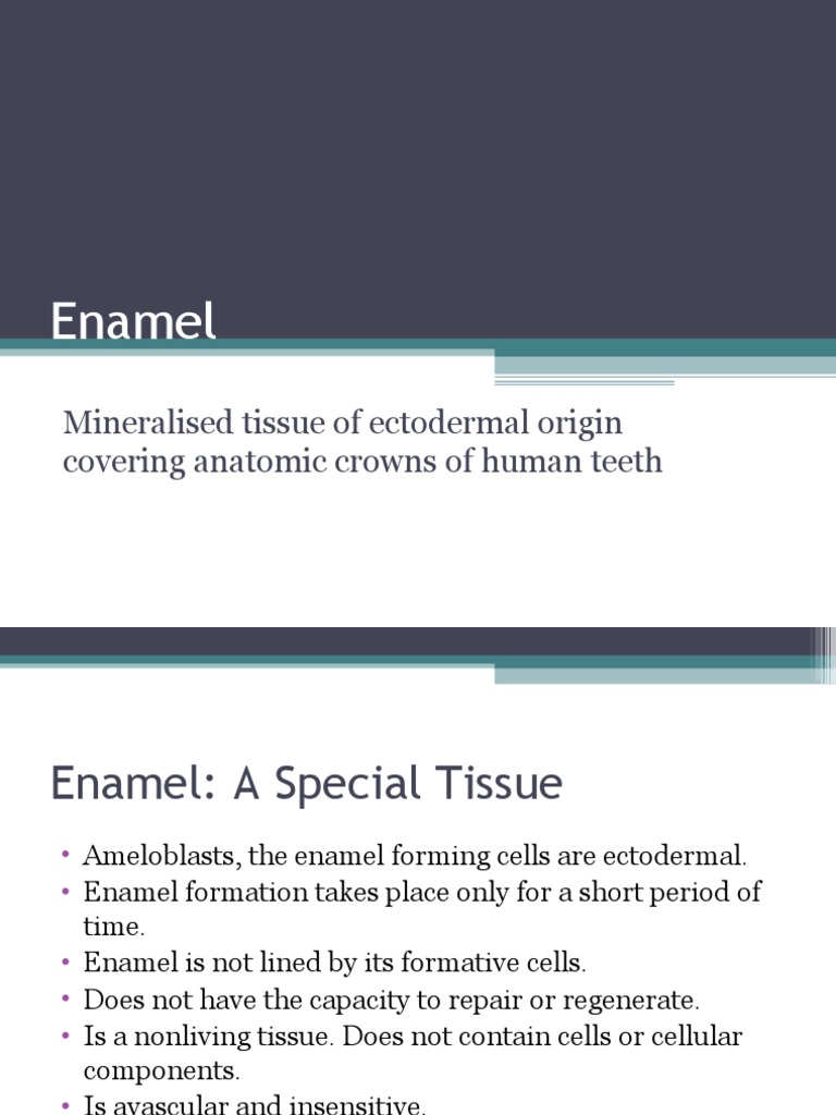 Enamel: Mineralised Tissue of Ectodermal Origin Covering Anatomic ...