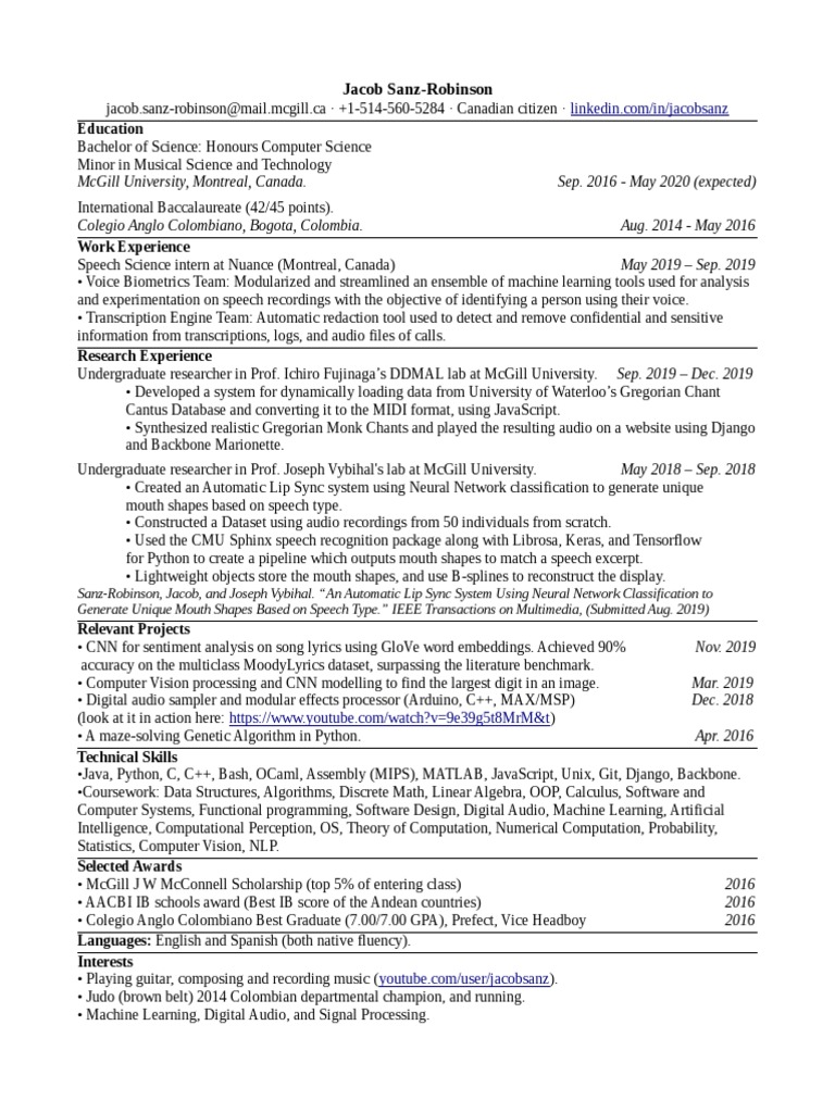 McGill Computer Science Graduate Profile | PDF | Machine Learning ...