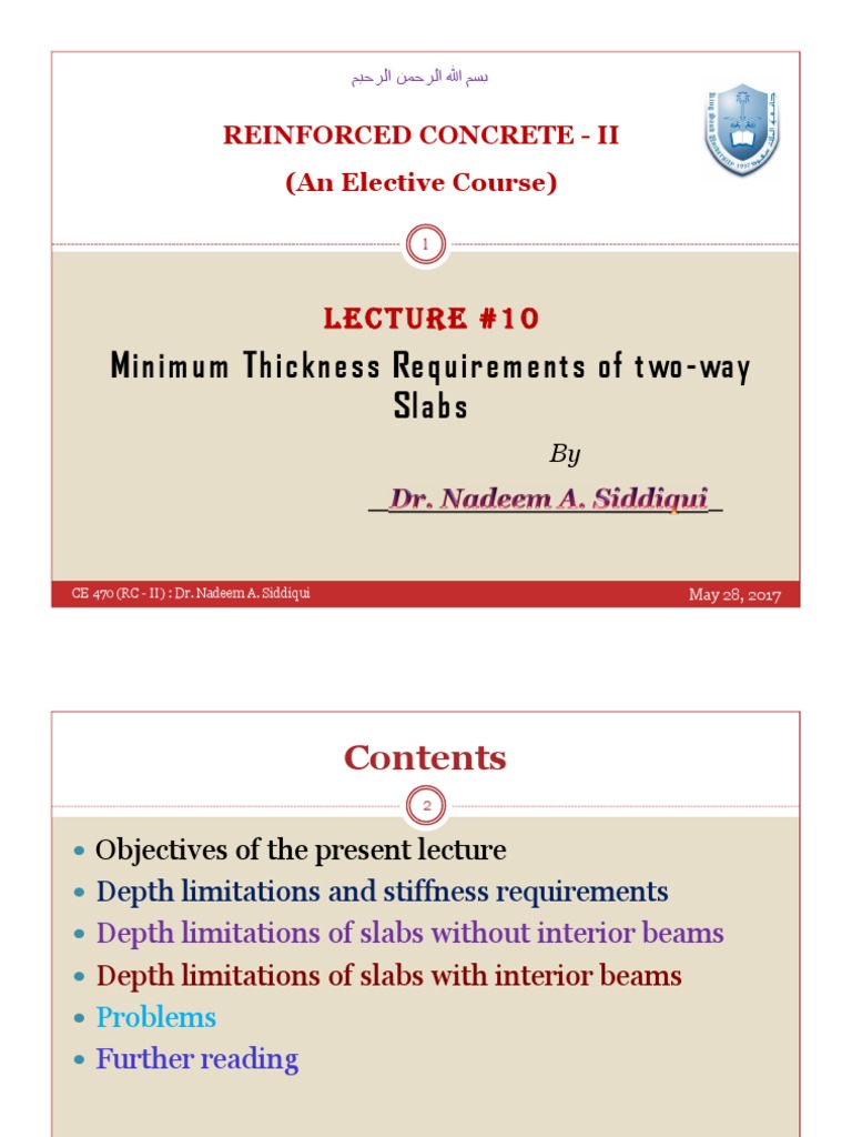 CE 470-Lect-10-R1 (Minimum Thickness Requirements of Two Way Slabs ...