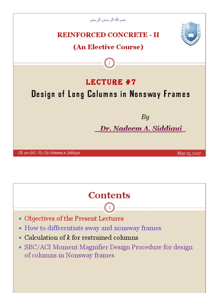 Long Column Design in Nonsway Frames | PDF | Beam (Structure) | Column