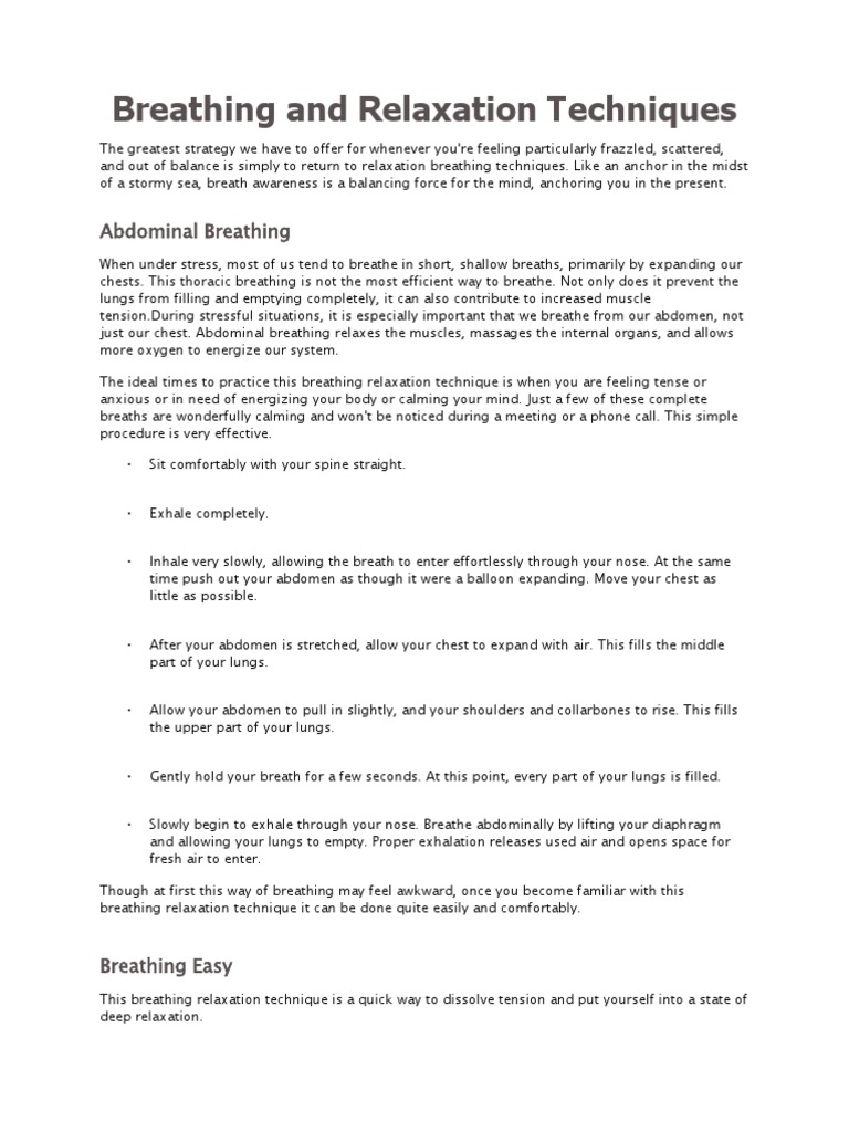 Breathing and Relaxation | PDF | Breathing | Relaxation (Psychology)