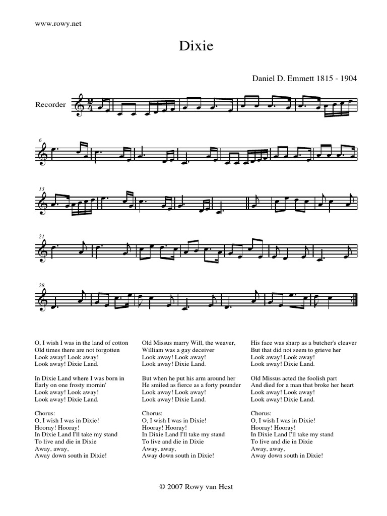Dixie: Daniel D. Emmett 1815 - 1904 | PDF | Works Based On Actual ...