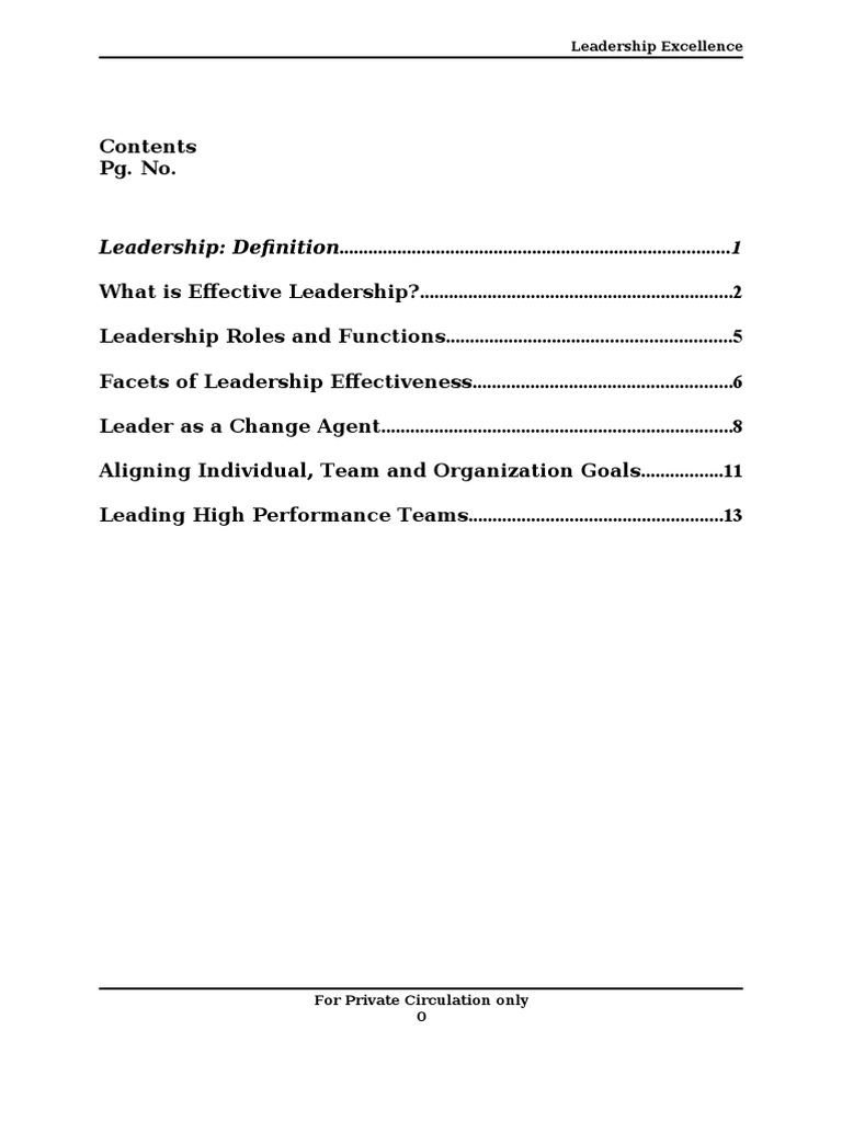 Leadership - Excellence Handout 19 07 05 | PDF | Leadership | Motivation