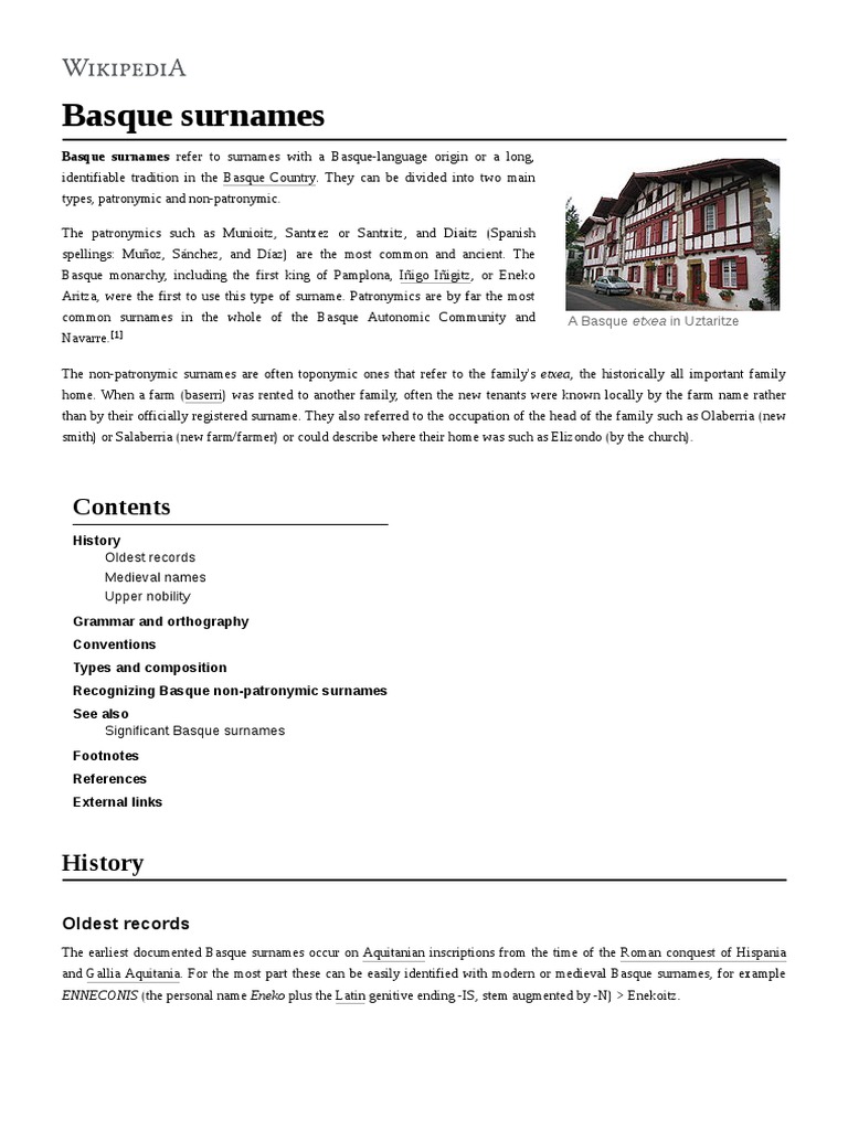 Basque Surnames: Basque Surnames Refer To Surnames With A Basque ...