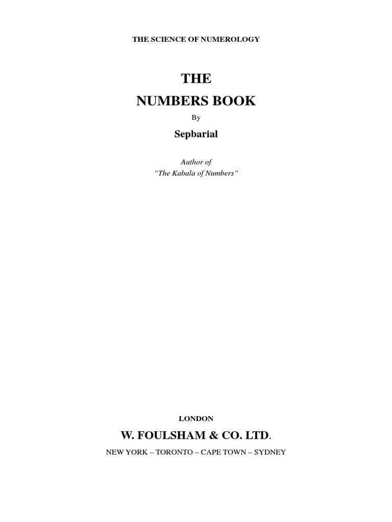 THE Numbers Book: Sepbarial | PDF | Planets In Astrology | Science