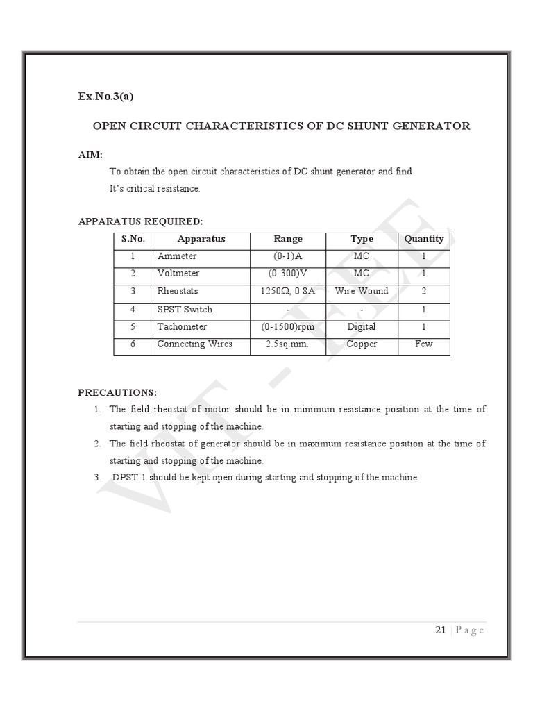 OCC of DC Generator | PDF | Electric Generator | Electric Motor