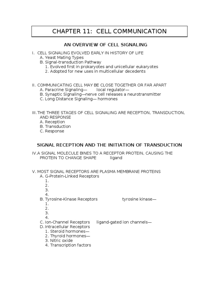 Cell Communication & Signaling Guide | PDF