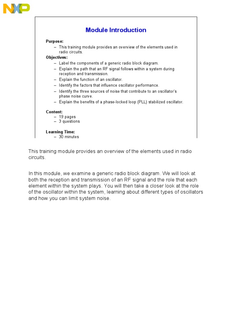 Module Introduction: Purpose | PDF | Modulation | Electronic Oscillator