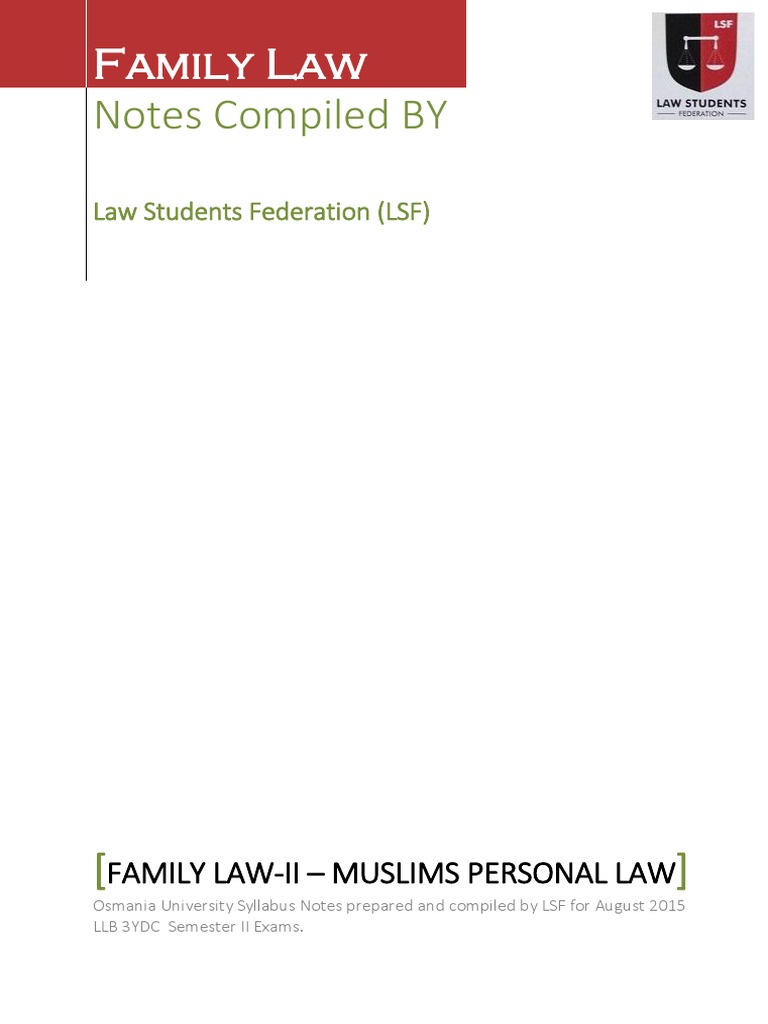 Family Law Notes by LSF | PDF | Wife | Husband