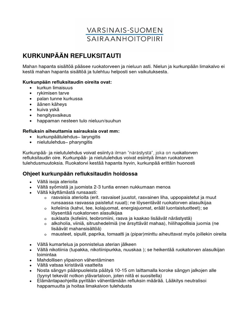 Kurkunpään Refluksitauti | PDF