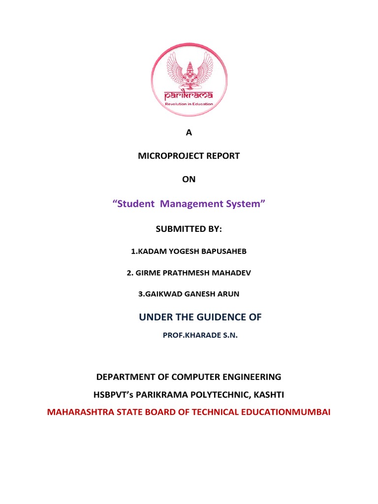 "Student Management System": A Microproject Report ON | PDF | Input/Output | Databases