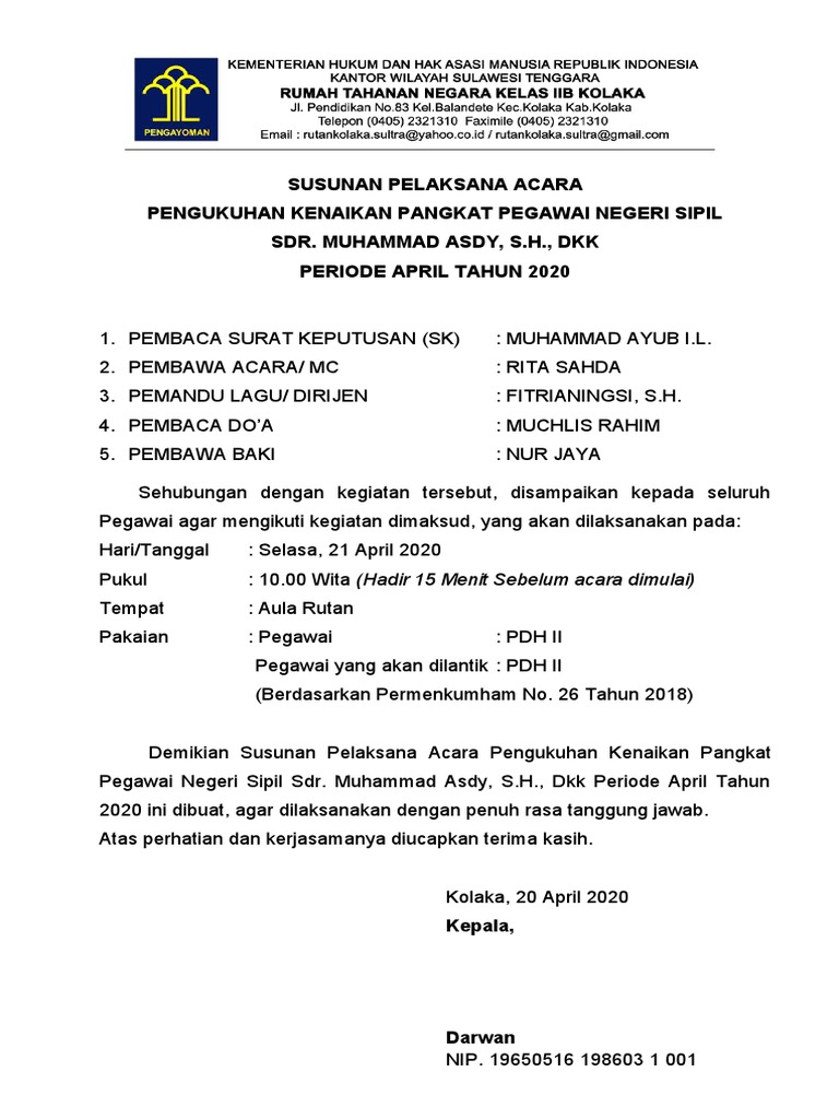Susunan Pelaksana Acara Kenaikan Pangkat | PDF