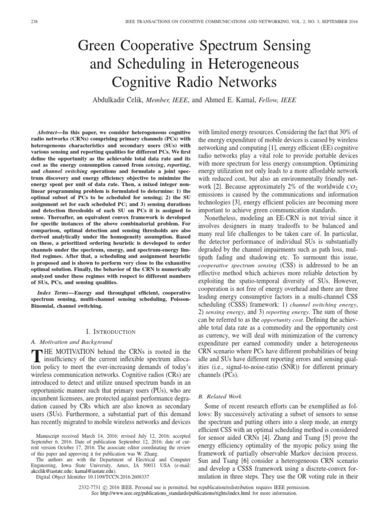 Green Cooperative Spectrum Sensing And Scheduling In Heterogeneous Cognitive Radio Networks