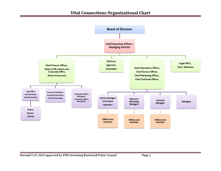 Vital Connections Organizational Chart: Board of Directors Board of ...