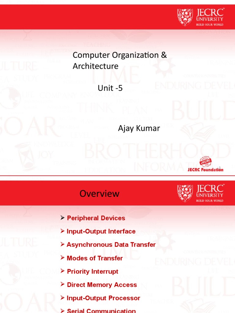 Computer Organization & Architecture Unit - 5 | PDF | Input/Output | Computer Data Storage