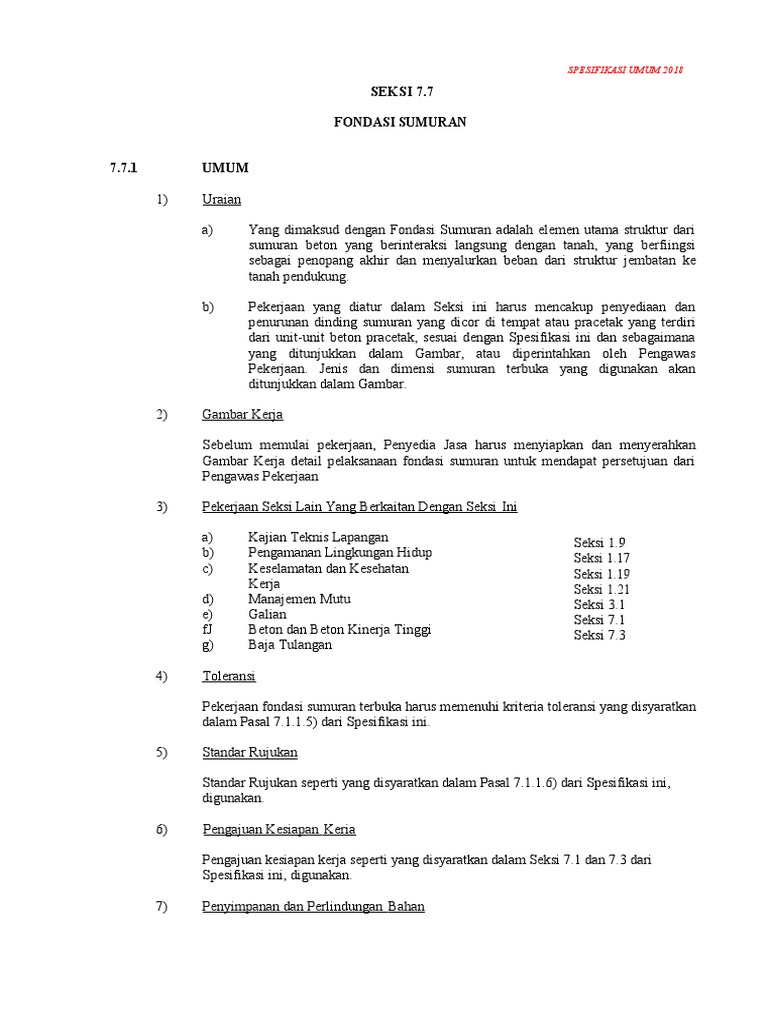 Divisi 7 - Struktur (Pondasi Sumuran) | PDF
