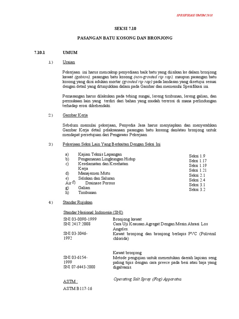 Divisi 7 - Struktur (Pas. Batu Kosong & Bronjong) | PDF