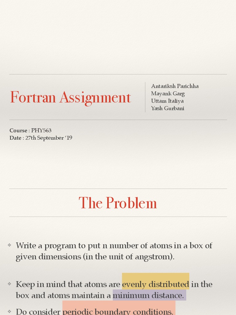 Fortran Program Places Atoms in Box with Periodic Boundaries | PDF