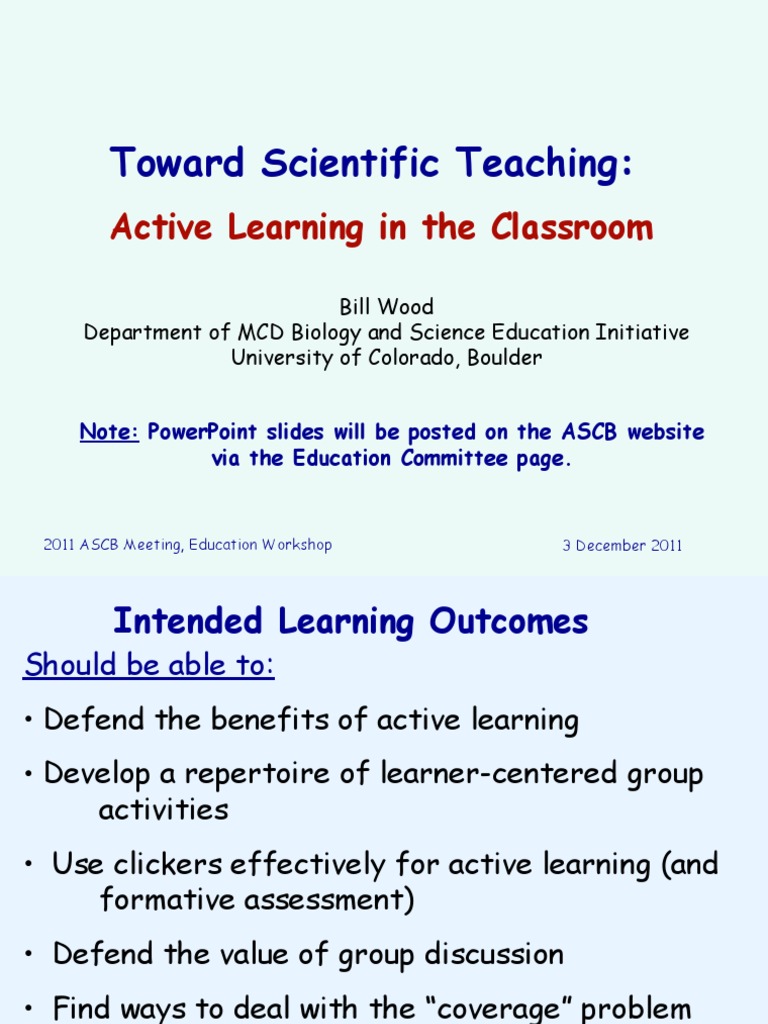 Toward Scientific Teaching:: Active Learning in The Classroom | PDF ...