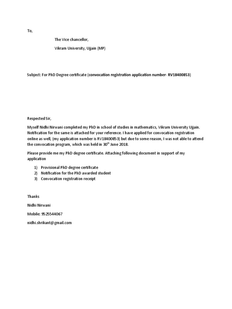 Application For Degree Certificate | PDF