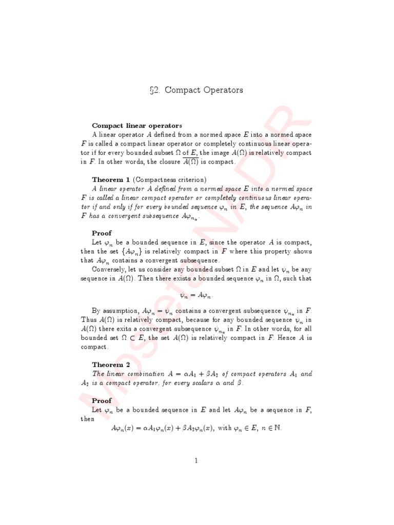 2 Compact Operators Pdf Compact Space Sequence
