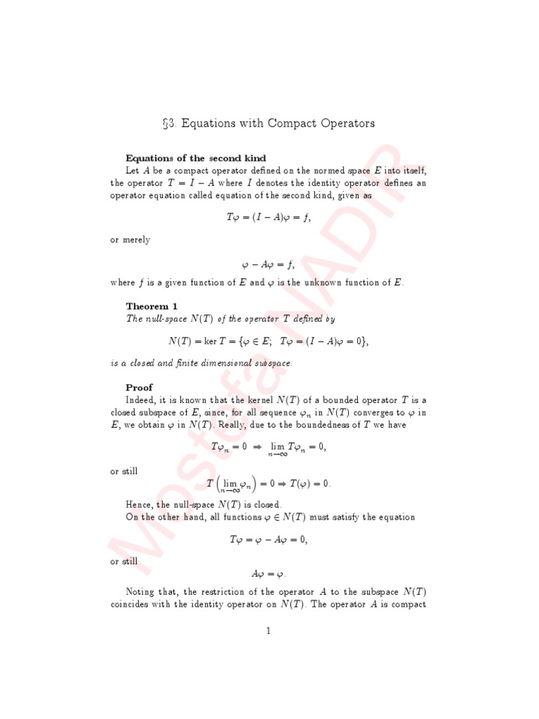 3 Equations With Compact Operators | PDF | Sequence | Compact Space