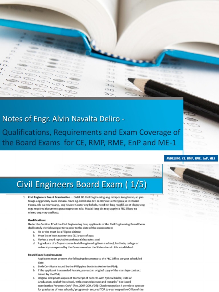 Qualification, Requirements and Coverage of Exams For CE, RMP, RME, EnP ...