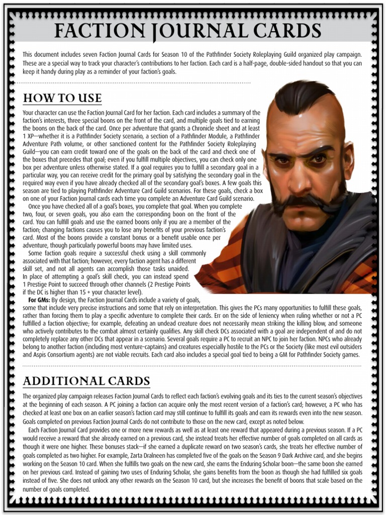 Faction Journal Cards - Full Sheet | PDF | License | Copyright