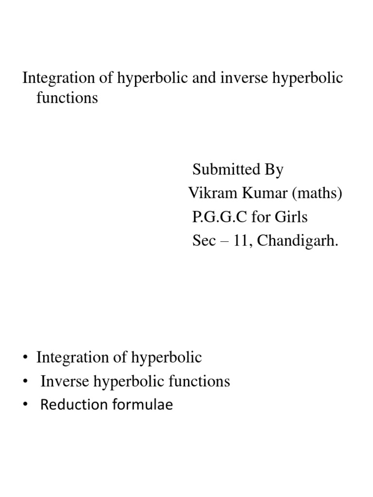 Hyperbolic and Inverse Hyperbolic Functions Final PDF | PDF | Integral ...