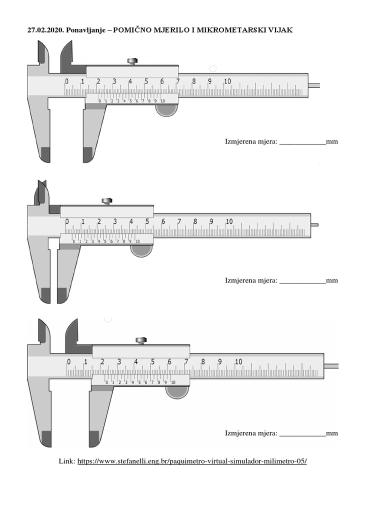 Vjezbe - Pomicno Mjerilo I Mikrometarski Vijak | PDF