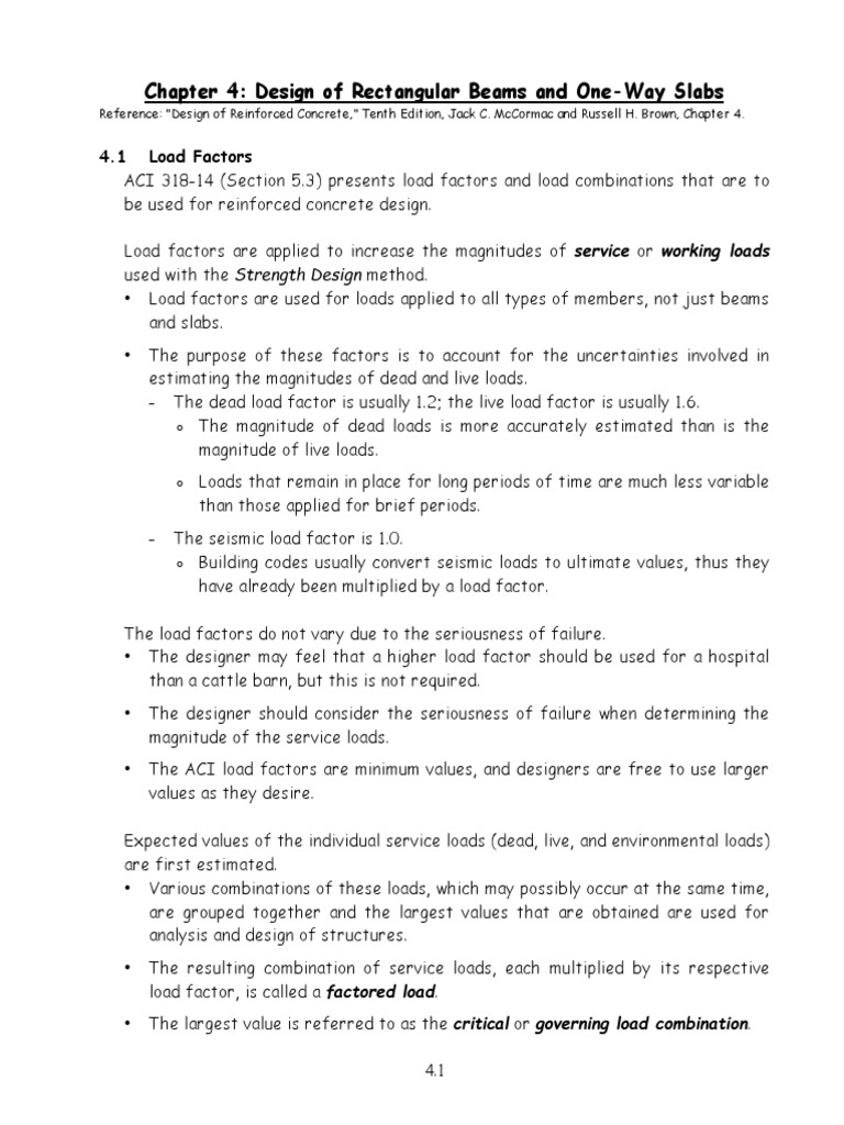 CN Chap 04 - Design of Rectangular Beams and One-Way Slabs | Download ...