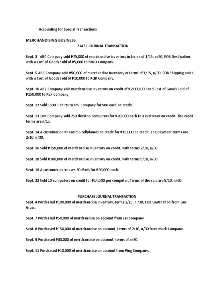 Merchandising Business: With A Cost of Goods Sold of 5,000 To MNO ...