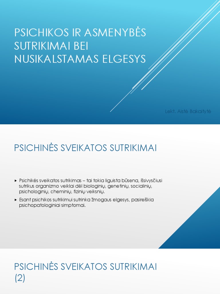 4 Paskaita - Psichikos Ir Asmenybės Sutrikimai | PDF
