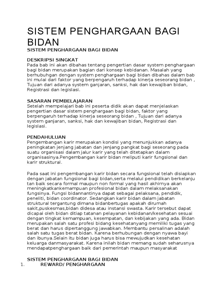 Sistem Penghargaan Bidan | PDF