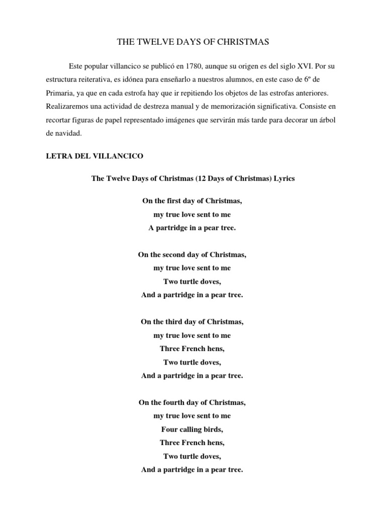 Twelve Days of Christmas Activities | PDF | Birds | Leisure