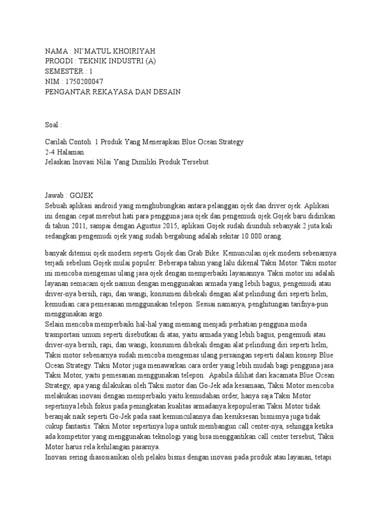 Tugas PRD Blue Ocean Strategy | PDF