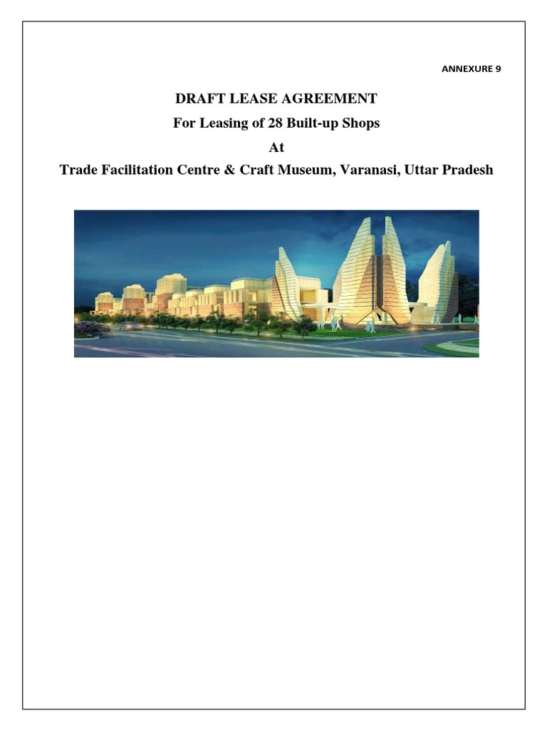 Draft Lease Agreement For Leasing of 28 Built-Up Shops at Trade ...