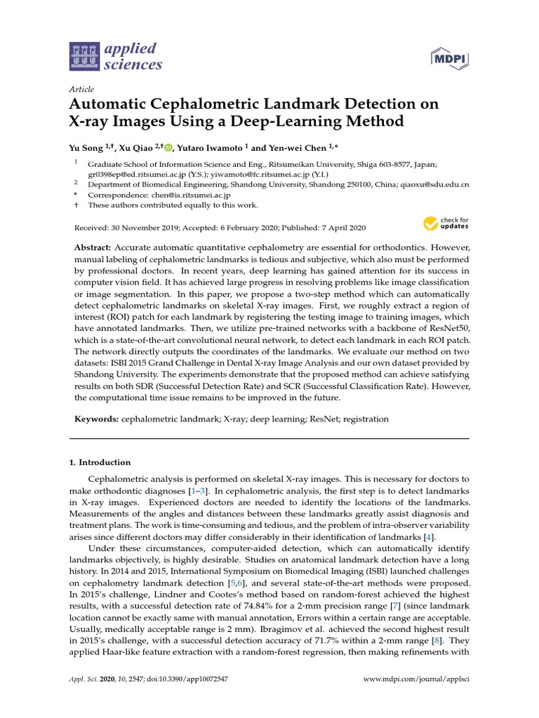 Automatic Cephalometric Landmark Detection On X Ray Images Using A Deep