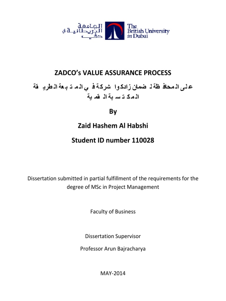 Zadco'S Value Assurance Process ةق يرط لا ةع ب ت م لا ي ف ةكرش او كداز ...
